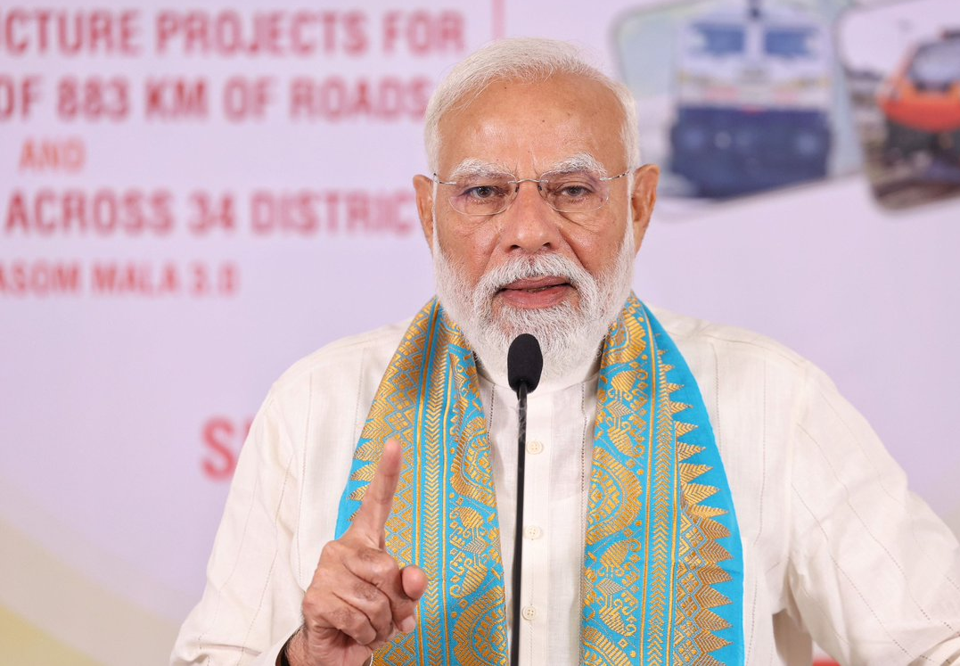 PM Modi Performs Bhoomi-Poojan Of Shillong–Silchar Corridor, Assam Mala ...
